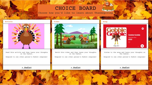 Copy - Thanksgiving Choice Board