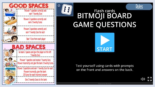 BITMOJI BOARD GAME QUESTIONS