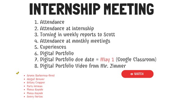 INTERNSHIP MEETING