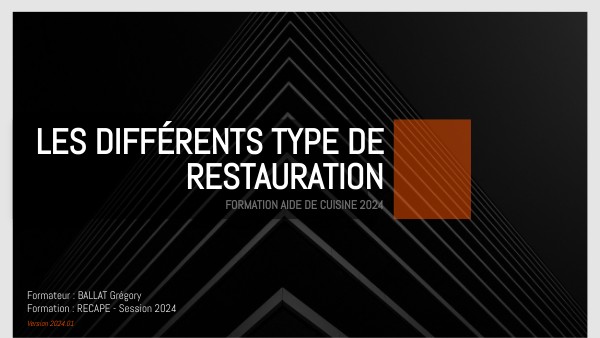 RECAPE - LES TYPES DE RESTAURATION | Genially