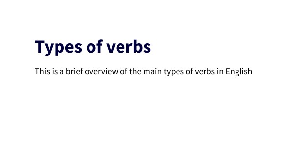 TYPES OF VERBS | Genially