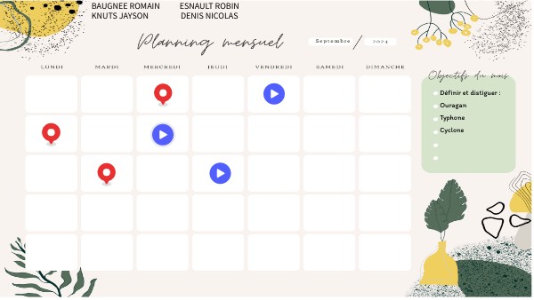 Travail N°2 : Planning interactif | Genially