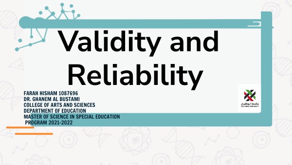 validity and reliability | Genially