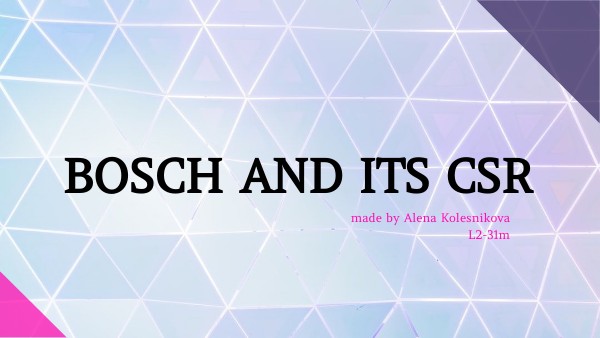 Bosch and its CSR