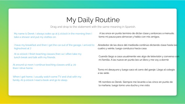 Daily routines | Genially