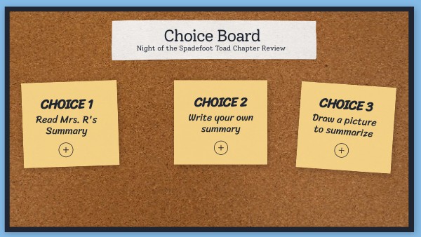 10:45 AM - Night of the Spadefoot Toads Review Choice Board | Genially