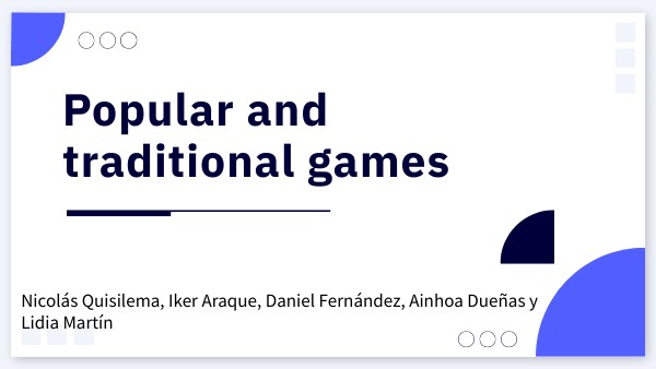 Popular and traditional games