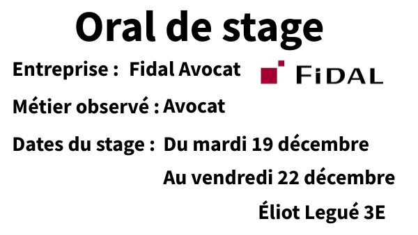 Oral de stage 3ème | Genially