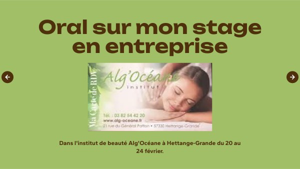 oral sur mon stage en entreprise | Genially
