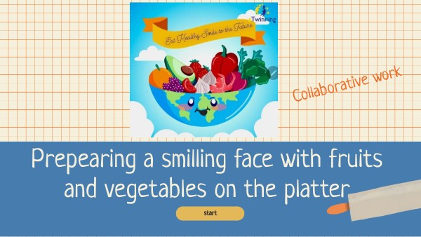 Smilling face with fruits and vegetables