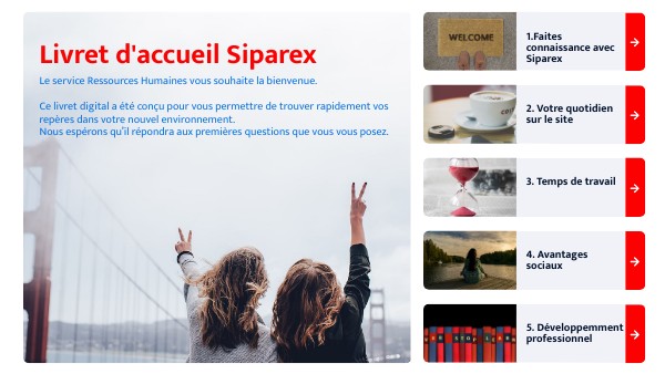 Guide pour livret d'accueil digital Siparex