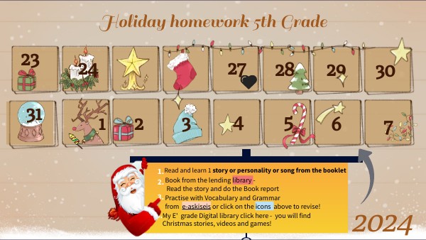 E class Christmas Homework