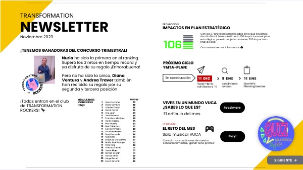 TRANSFORMATION NEWSLETTER NOVIEMBRE 23