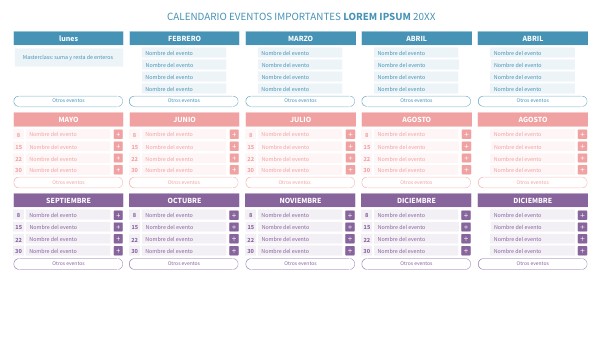 CALENDARIO EVENTOS IMPORTANTES