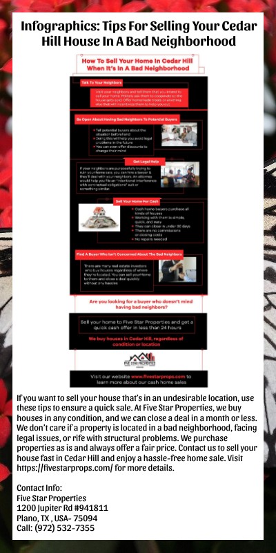 Infographics: Tips For Selling Your Cedar Hill House In A Bad Neighbor