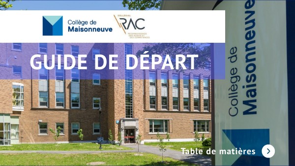 GUIDE DE DÉPART RAC