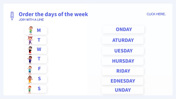 ORDER THE DAYS OF THE WEEK | Genially