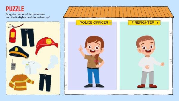 PUZZLE - POLICE OFFICER, FIREFIGHTER AND TEACHER | Genially