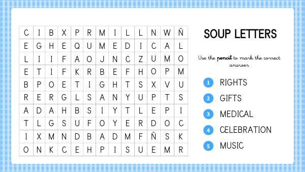 SOUP LETTERS | Genially