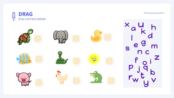 DRAG THE CORRECT LETTER - PREK | Genially