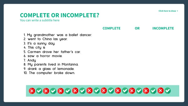 COMPLETE OR INCOMPLETE - K