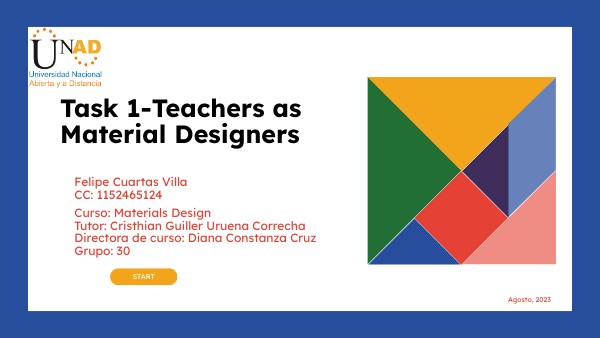 Task 1- Teachers as Material Designers | Genially