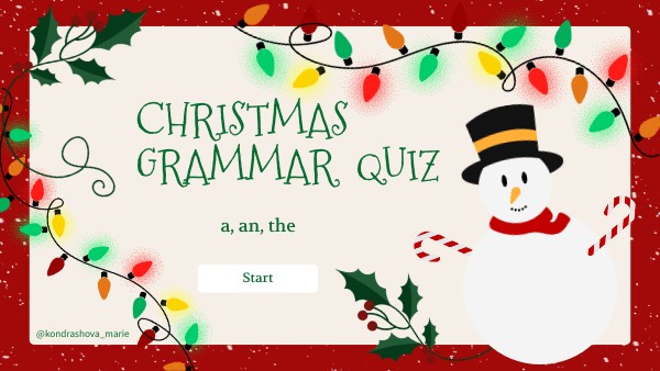 Christmas grammar quiz a, an, the | Genially