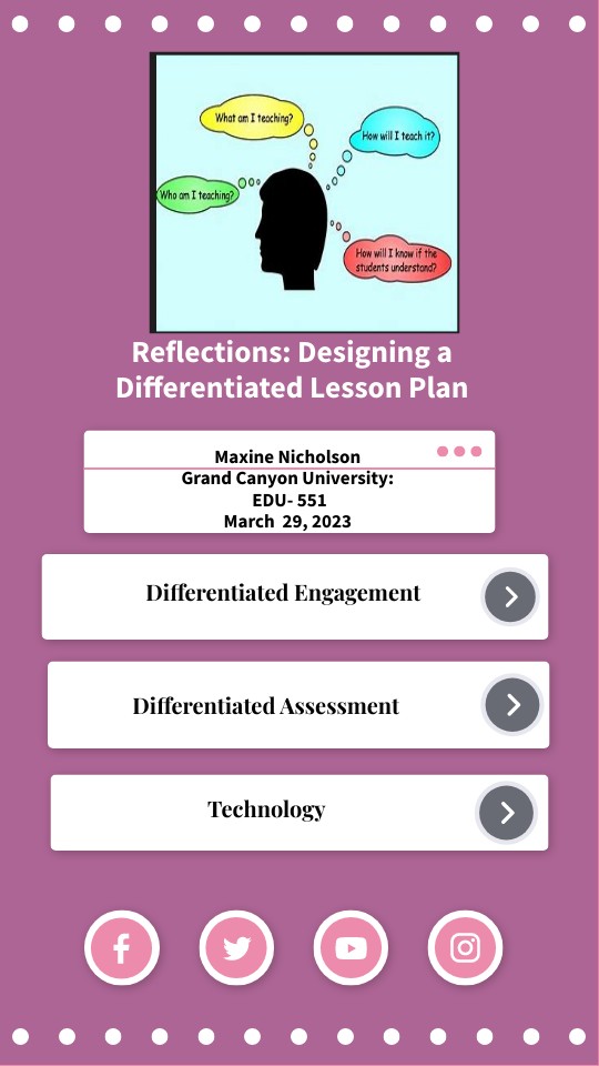 Reflections: Designing a Differentiated Lesson Plan