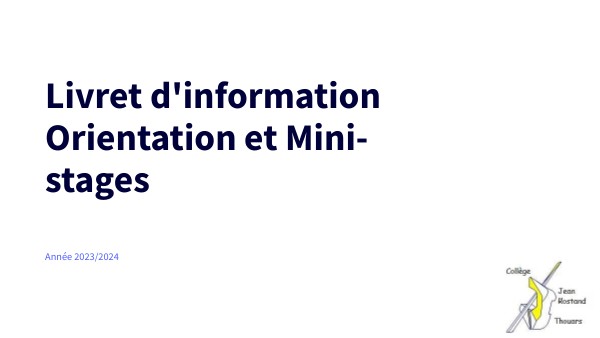 Livret Orientation et Mini-stages 2023/2024