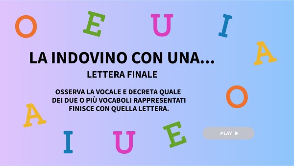 LA INDOVINO CON UNA... LETTERA FINALE | Genially