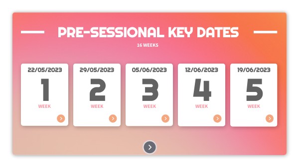 key dates- 16 Weeks Pre-sessional