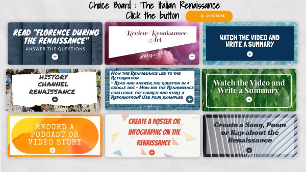 Gardner CHOICE BOARD: The Renaissance | Genially