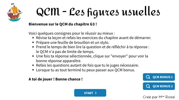 6e - QCM - G3 - Les figures usuelles | Genially