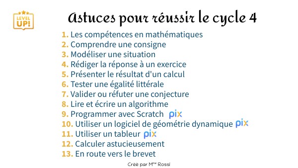 4e - Astuces pour réussir l'année | Genially