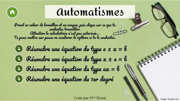 4e - Automatismes - N7 - Les équations | Genially