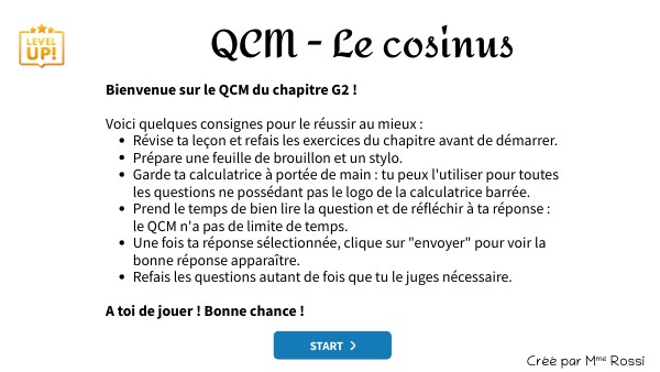 4e - QCM - G2 - Le cosinus