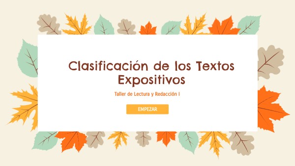 Clasificación de los textos expositivos