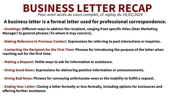 Business Letter Recap