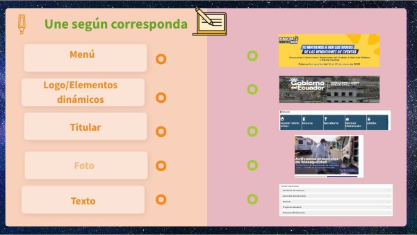 Une según corresponda _ Estructura de una Pagina web | Genially