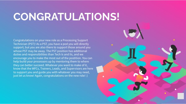 PST: CONGRATULATIONS!