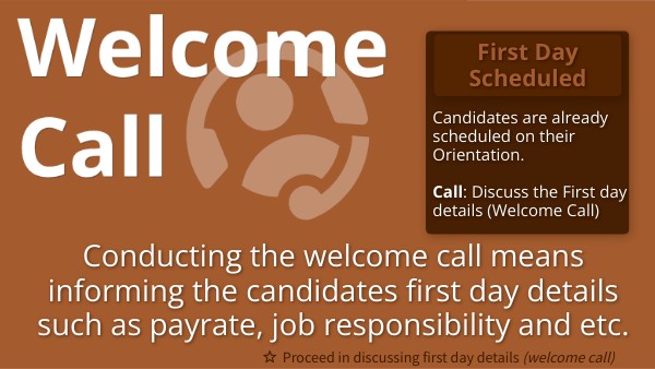 WELCOME CALL UPS