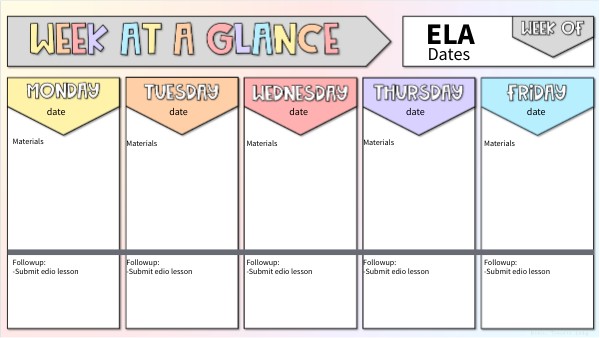 Weekly Overview -BLANK | Genially