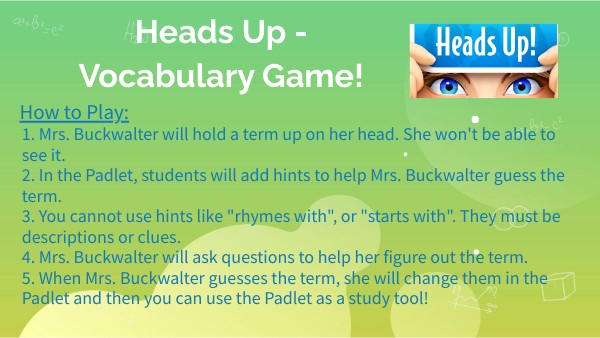Heads Up Science Vocabulary