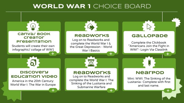 WWI CHOICE BOARD | Genially