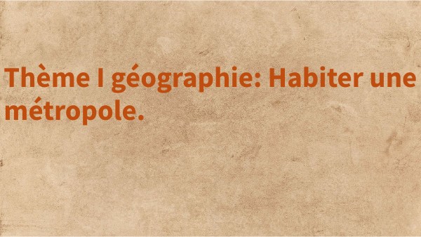 Habiter une métropole | Genially