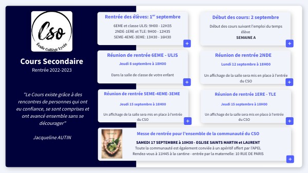 CALENDRIER RENTREE 2022-2023 | Genially