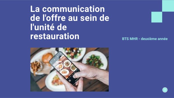 La communication de l'offre au sein de l'unité de restauration