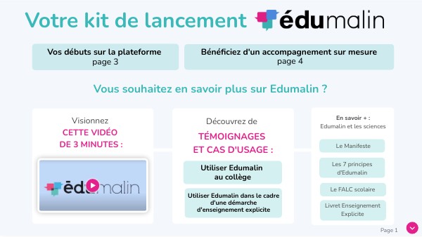 Kit lancement Edumalin - 2425 - collèges | Genially