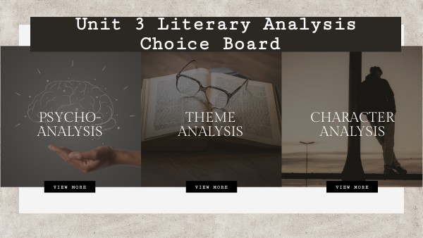 Unit 3 Lit Analysis Choice Board | Genially