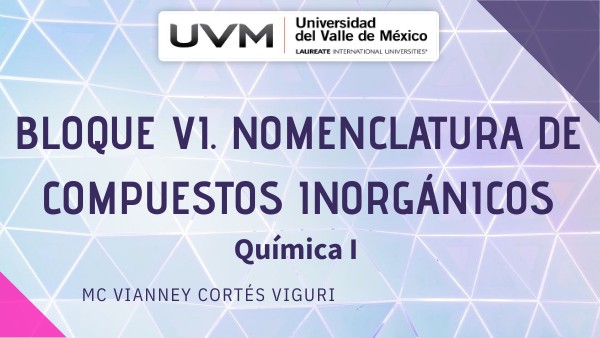 BLOQUE VI. Nomenclatura de compuestos inorgánicos | Genially